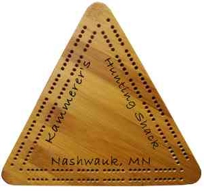 Cribbage Board - Triangle - 3 player with Hinged Case - The Good Wood Store